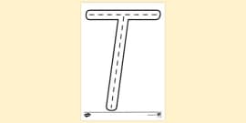 NZ Lowercase T Road Lettering Colouring | Colouring Sheet