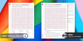 Pride Month Word Search | Secondary RSE | Beyond - Twinkl