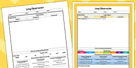EYFS Focus Child Learning Journey Observation Template