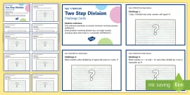 Two-Step Division Word Problem Challenge Cards