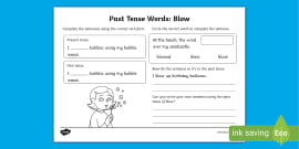 Past Tense Words - Wind Worksheet (professor feito) - Twinkl