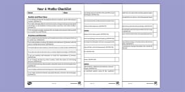 Year 4 Maths National Curriculum Assessment Checklist