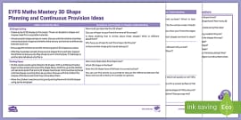 Nursery Maths Planning and Continuous Provision: 3D Shapes