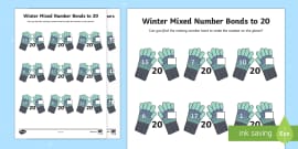Winter Themed Number Bonds to 10 Worksheet / Worksheet