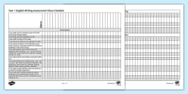 2014 National Curriculum Year 2 English Writing Assessment Class Checklist