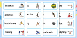 The Commonwealth Games Word Cards (teacher made)