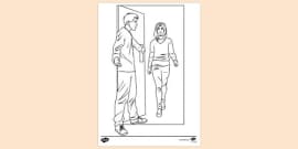 FREE! - Child Holding Door Open Colouring Sheet | Colouring Sheets