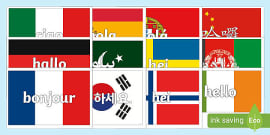 Hello in Multiple Languages Flag Bunting (teacher made)