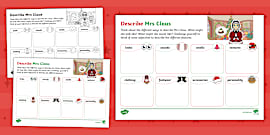 Describing Santa Claus Adjectives Worksheet