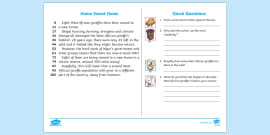 UKS2 Saving Giraffes Daily News 60-Second Read Activity Cards