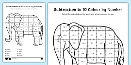 Subtraction from 10 Colour by Numbers Sheet Māori to Support Teaching ...