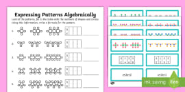 Expressing Patterns Algebraically Worksheet / Worksheet