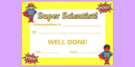 Scientist of the Week Certificate (teacher made)