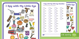 I Spy with My Little Eye Educational Game Worksheet