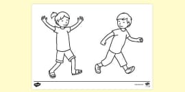 FREE! - Children Playing Catch Colouring Sheet - Twinkl