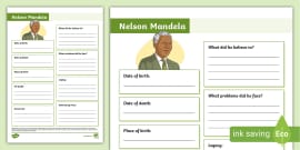 Nelson Mandela Fact File Template, Nelson Mandela - Twinkl