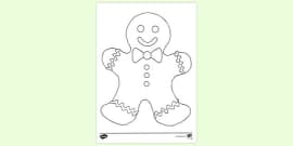 Gingerbread Man Colouring Pages English/Spanish - Twinkl