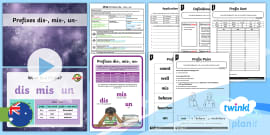dis-, mis-, un- Prefix Worksheet / Worksheet Pack - ESL Prefixes Worksheet