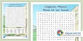 Linguistic Phonics Phase 4b 'ow' Interactive Word Search