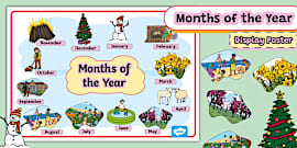 English Months of the Year A4 Display Poster