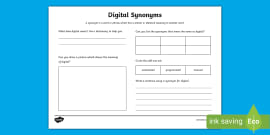 Alien Synonyms Worksheet (teacher made) - Twinkl