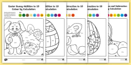 Easter Addition and Subtraction Secret Message Worksheet / Worksheet