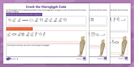 Crack the Hieroglyphs Egyptian God Names Activity - Twinkl