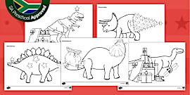 Christmas-Themed Dinosaur Colouring Posters (teacher made)