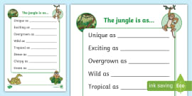 Rainforest Simile Poem Template, Rainforest Poetry - Twinkl