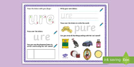 ‘ure’ Words Phonics Worksheet – Differentiated Worksheets