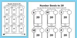 Pirate-Themed Number Bonds to 20 Worksheet (teacher made)