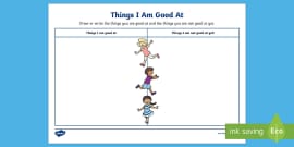 I Am Good At, I Am Not So Good At Worksheet / Worksheet