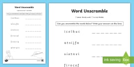 Animals with Eight Letters Unscramble Worksheet - Twinkl