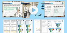 Four-Digit Division with Remainders Activity (teacher made)