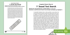 'r'/'wr'/'rh' Words Phonics Worksheet - NI Phonics Resources
