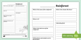 Amazon Rainforest Fact file Template (teacher made) - Twinkl