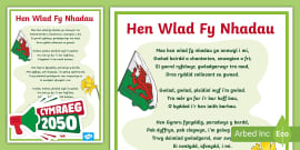 Welsh National Anthem Translated to English Poster - Twinkl