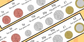 A4 British (UK) Coin Cut-Outs (teacher made)