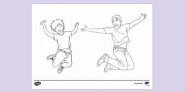 FREE! - Jumping on a Trampoline Colouring Sheets | Colouring Pages