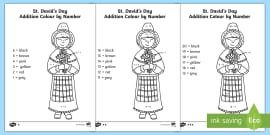 St David's Differentiated Read and Draw Worksheet / Worksheet