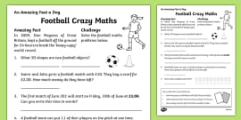 LKS2 Football Themed Mental Calculations Maths Mosaics Worksheets