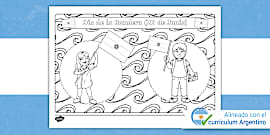 Hoja de actividad: colorea las banderas de Argentina -Twinkl