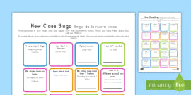 New Class Bingo English/Spanish - New Class Bingo - Twinkl