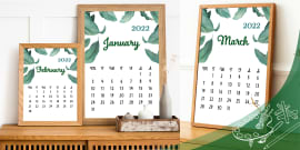 Botanical-Themed 2022 Wall Calendar Poster (teacher made)