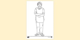 Child Pushing in Dinner Queue Colouring | Colouring Sheets