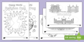 KS2 World Religion Day Collaborative Colouring - Twinkl