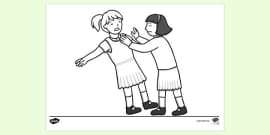 Child Pushing in Dinner Queue Colouring | Colouring Sheets