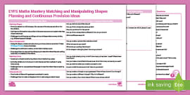 EYFS Maths Mastery Plan Compare Size, Mass and Capacity