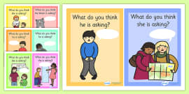 Inference Picture and Question Cards - Inference, questions, talking