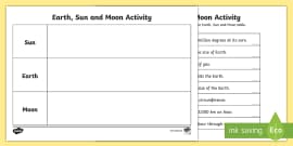 Facts about the Earth, Sun and Moon - Diagram Activity